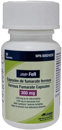 JAMP-FeR Iron 300 mg (Ferrous Fumarate), 30 count, – Med-X Pharmacy
